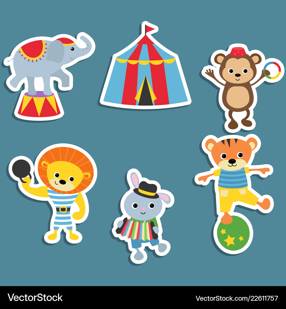 Set of circus animals Royalty Free Vector Image