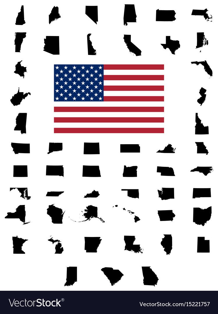 Set us states maps Royalty Free Vector Image - VectorStock