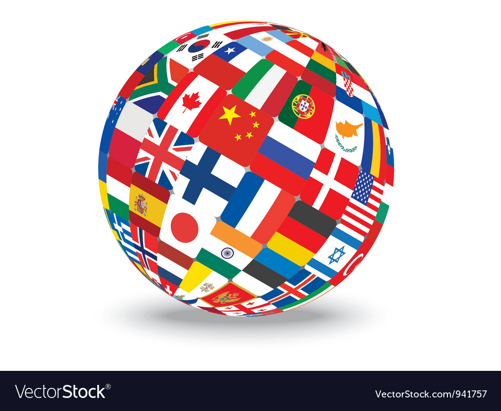 Sphere with flags Royalty Free Vector Image - VectorStock