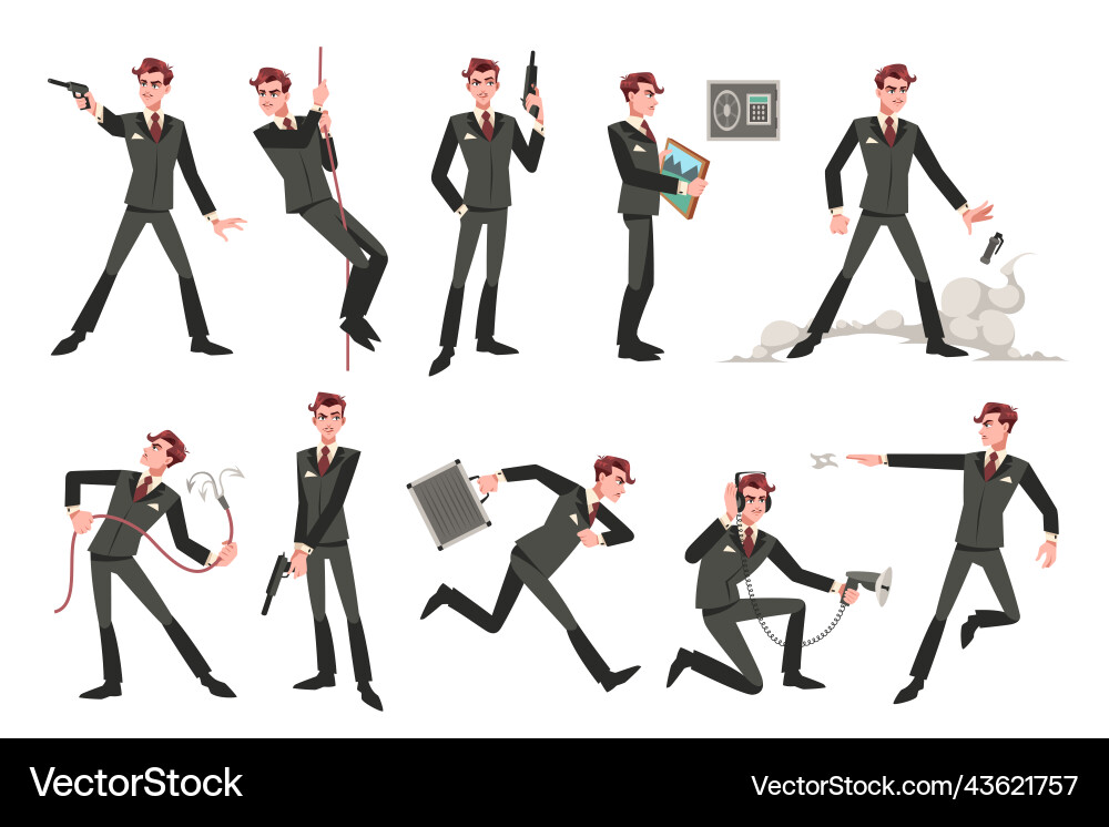 Spy secret agent elegant character undercover Vector Image