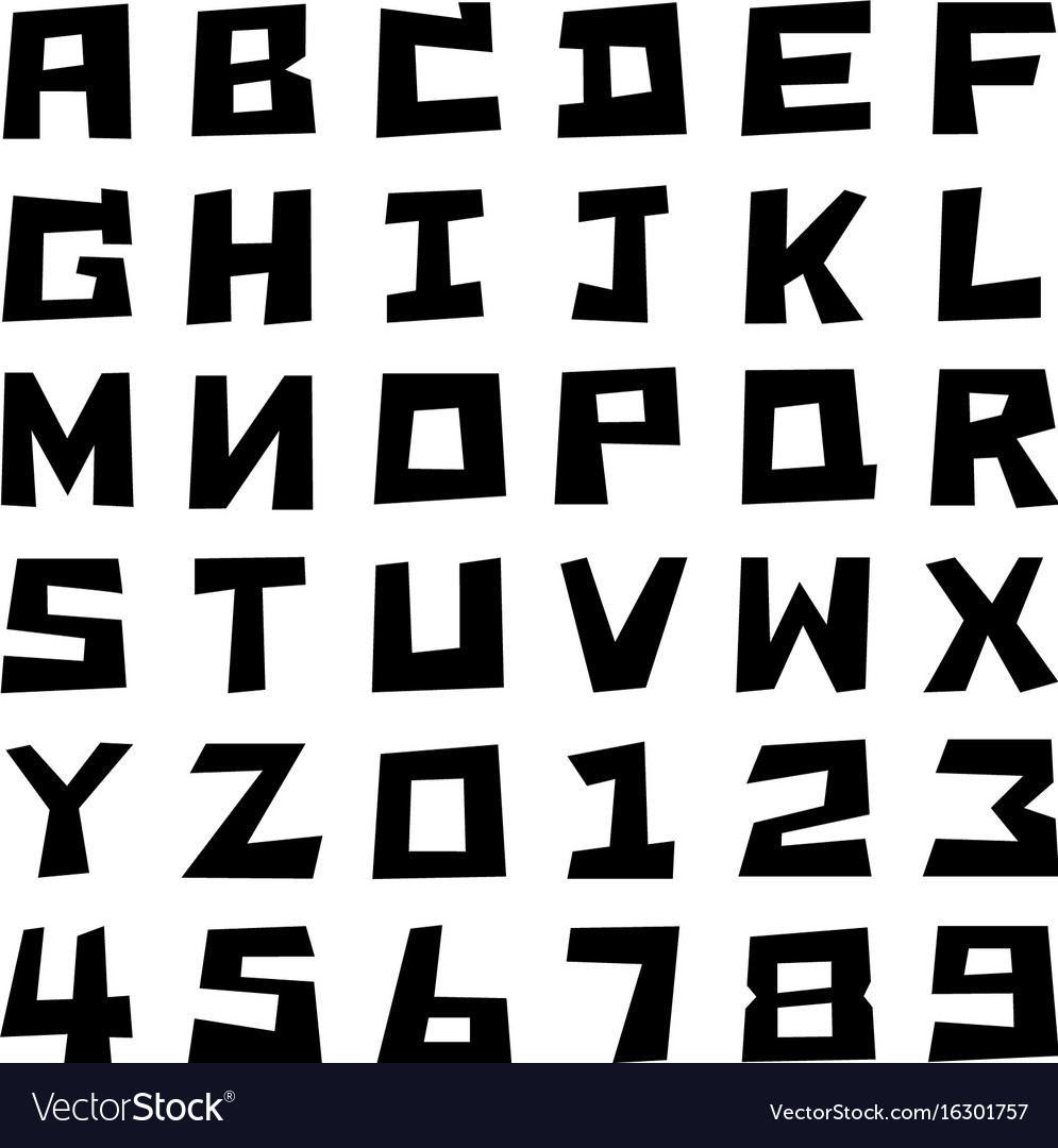 Square uppercase font Royalty Free Vector Image Square uppercase font Royalty Free Vector Image