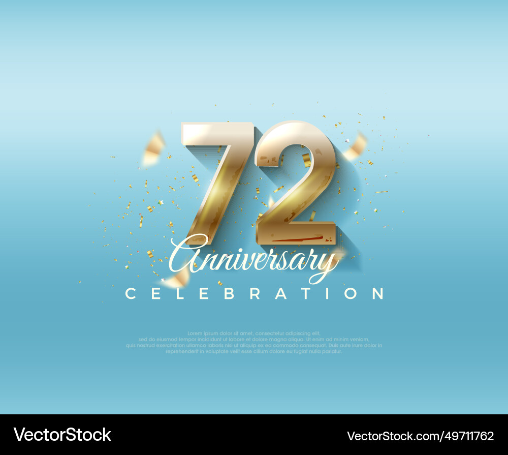 72nd anniversary number with elegant and Vector Image