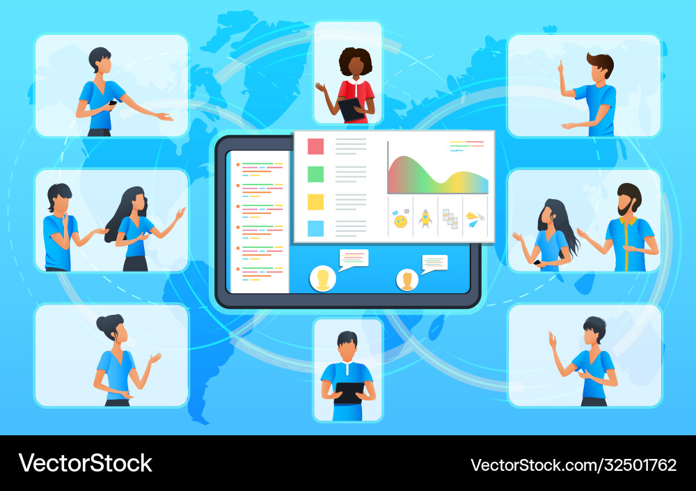 Business people at a video conference group Vector Image