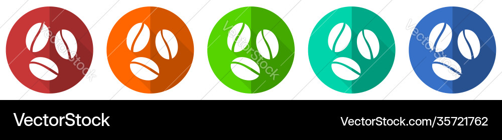 Coffee beans icon set cafe red blue green Vector Image