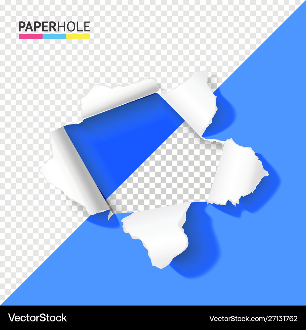 Colorful torn paper hole with rip edges Royalty Free Vector