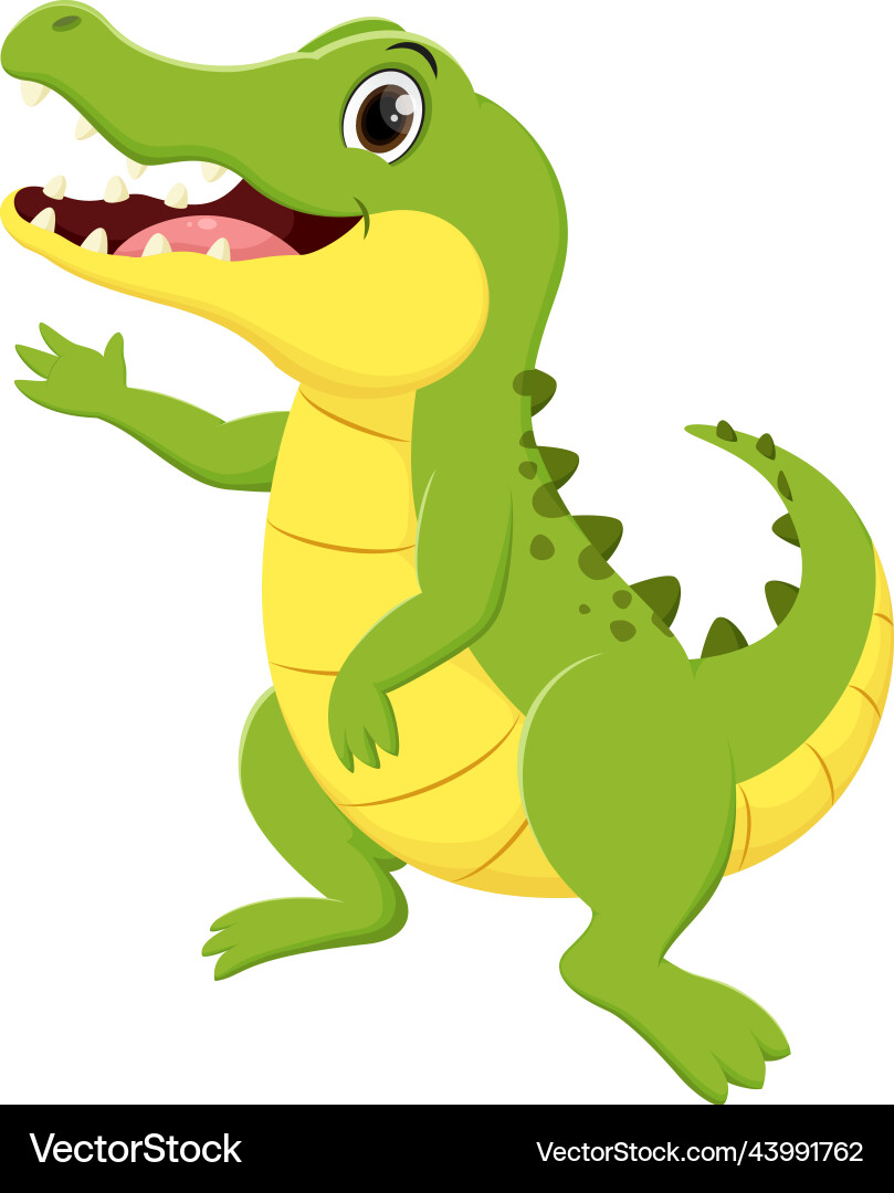 Cute crocodile cartoon isolated on white Vector Image