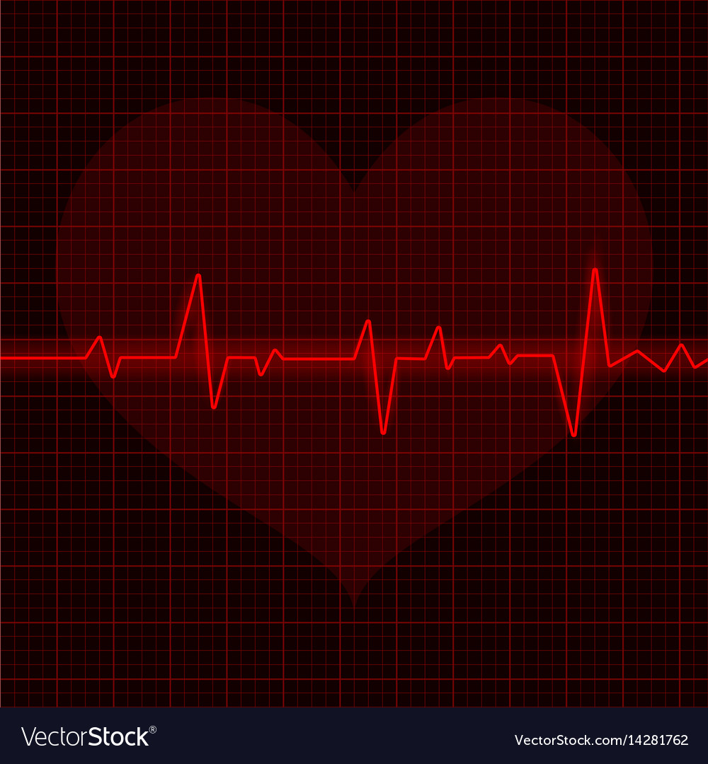 Electrocardiogram Red Waves With Heart Symbol Vector Image