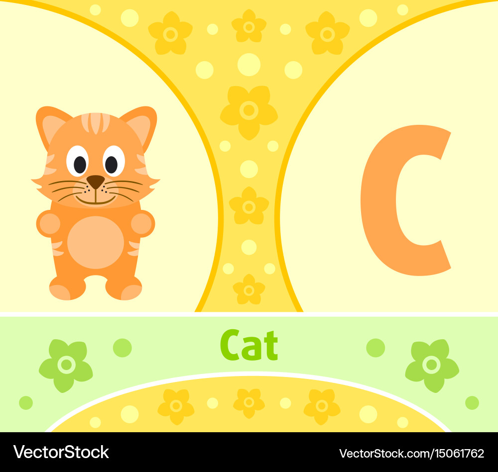 English alphabet with cat Royalty Free Vector Image