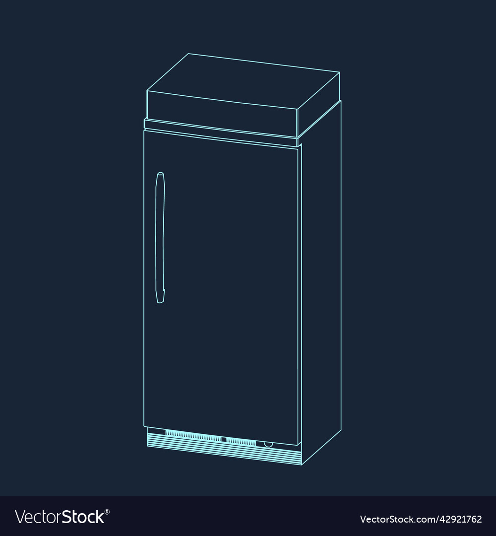 Freezer Outline Dimetric Projection Royalty Free Vector