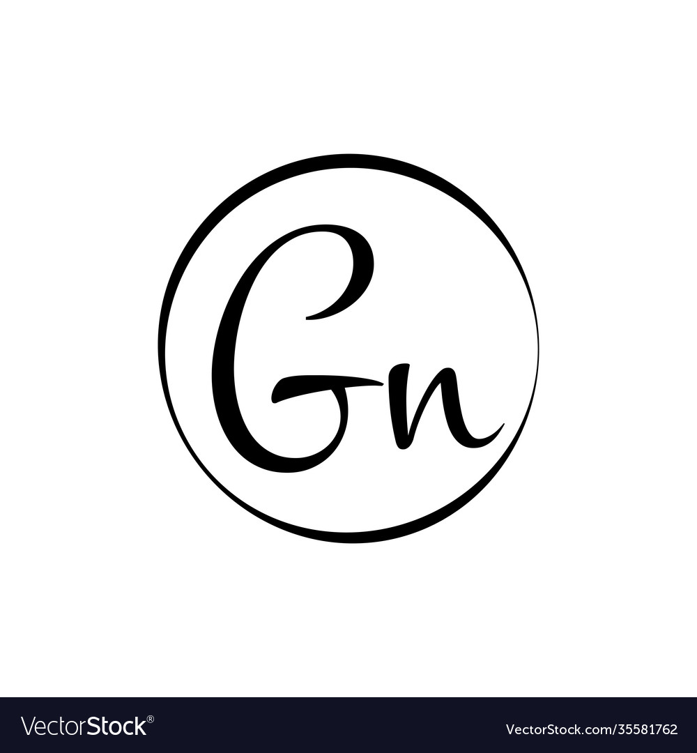 Initial gn script letter logo creative typography Vector Image