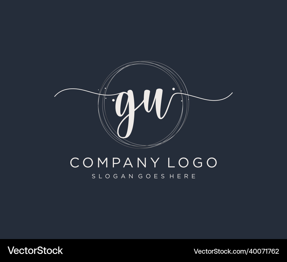 Initial gu feminine logo usable for nature salon Vector Image