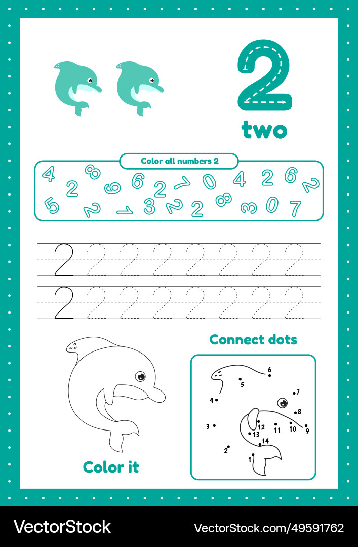 Kids activity pages learn numbers preschool Vector Image