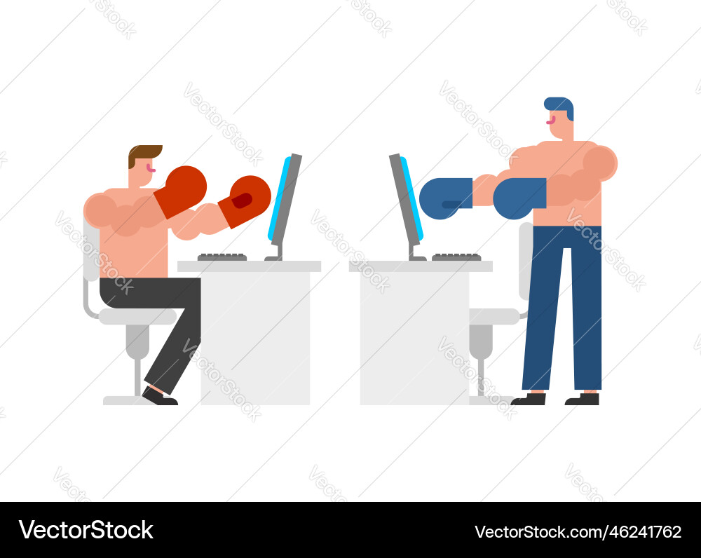 Online fight aggressive opponent in internet man Vector Image