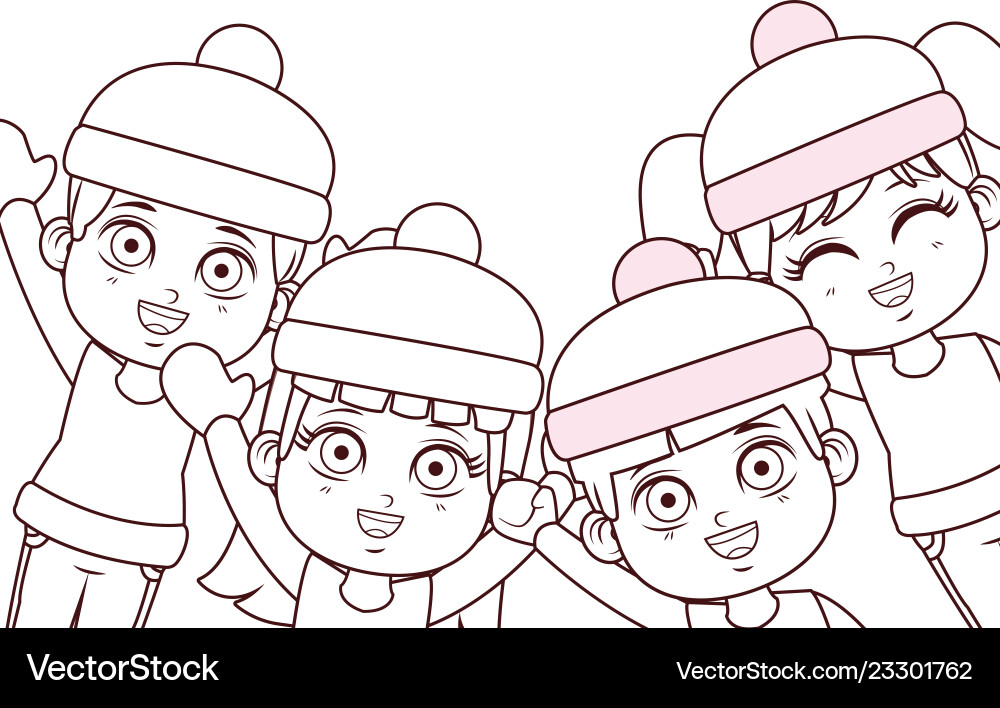Winter and kids brown lines Royalty Free Vector Image