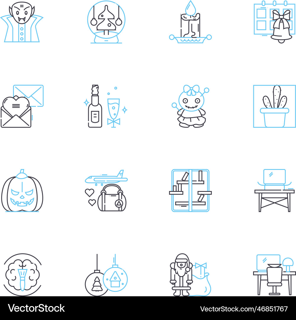 Aesthetic features linear icons set symmetry Vector Image