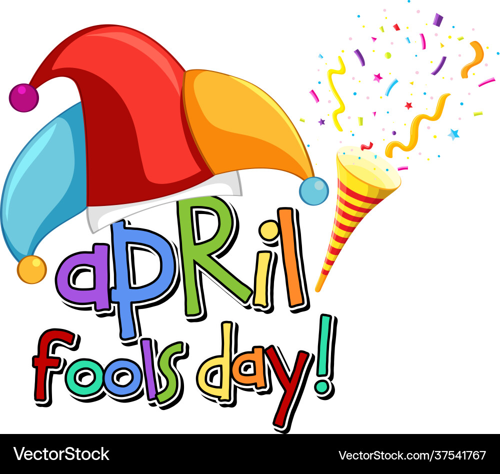 April fools day font logo with jester hat Vector Image