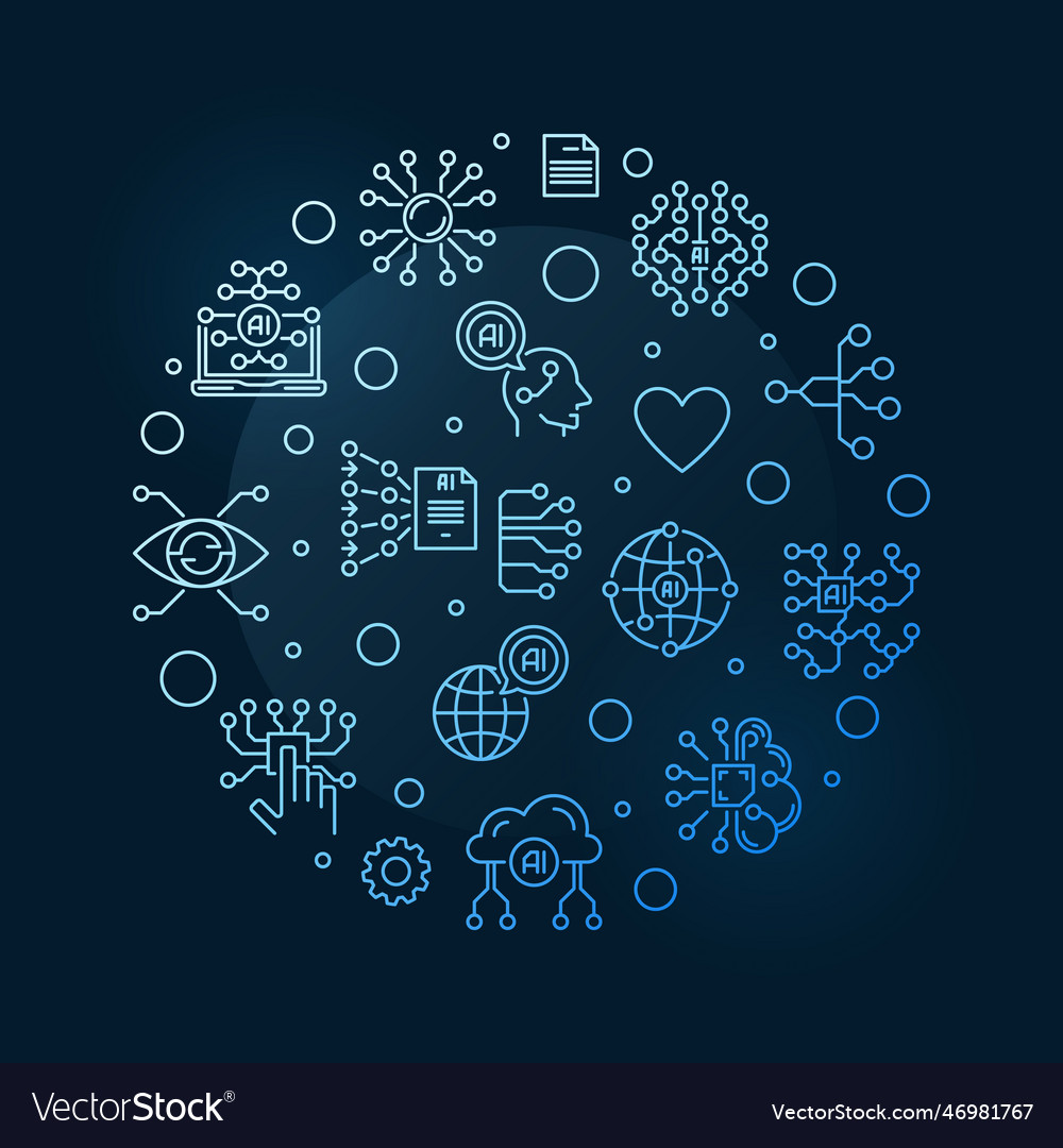 Artificial Neural Networks Concept Line Round Vector Image