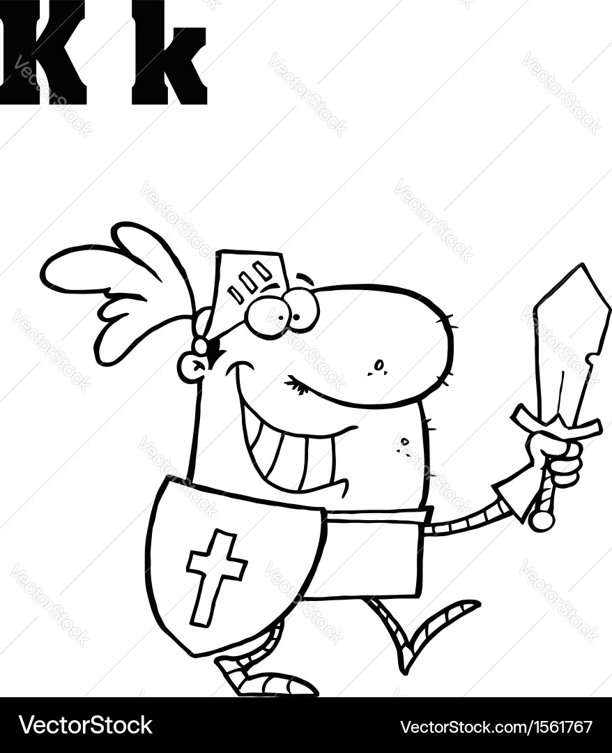 Cartoon knight with letter Royalty Free Vector Image