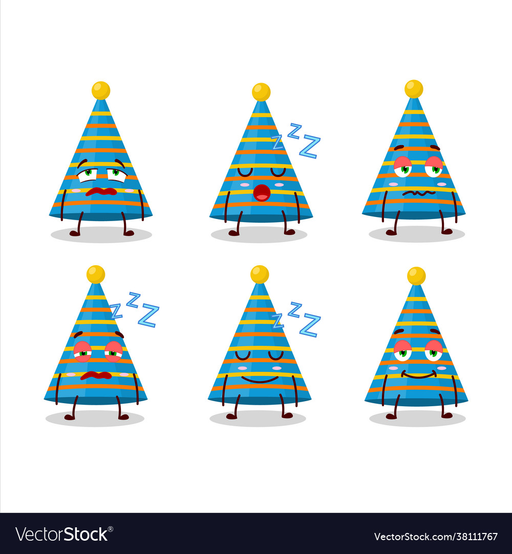 Character blue party hat with sleepy expression Vector Image