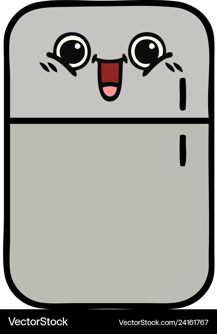 Cute cartoon fridge freezer Royalty Free Vector Image