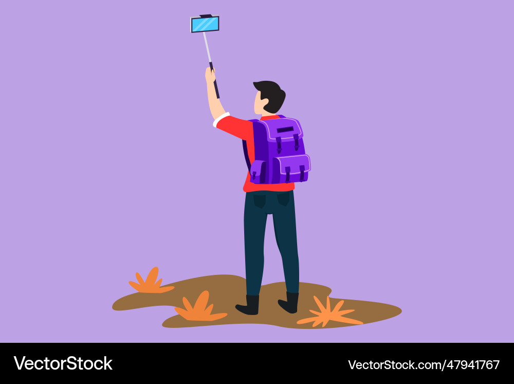 Graphic flat design drawing back view of young Vector Image