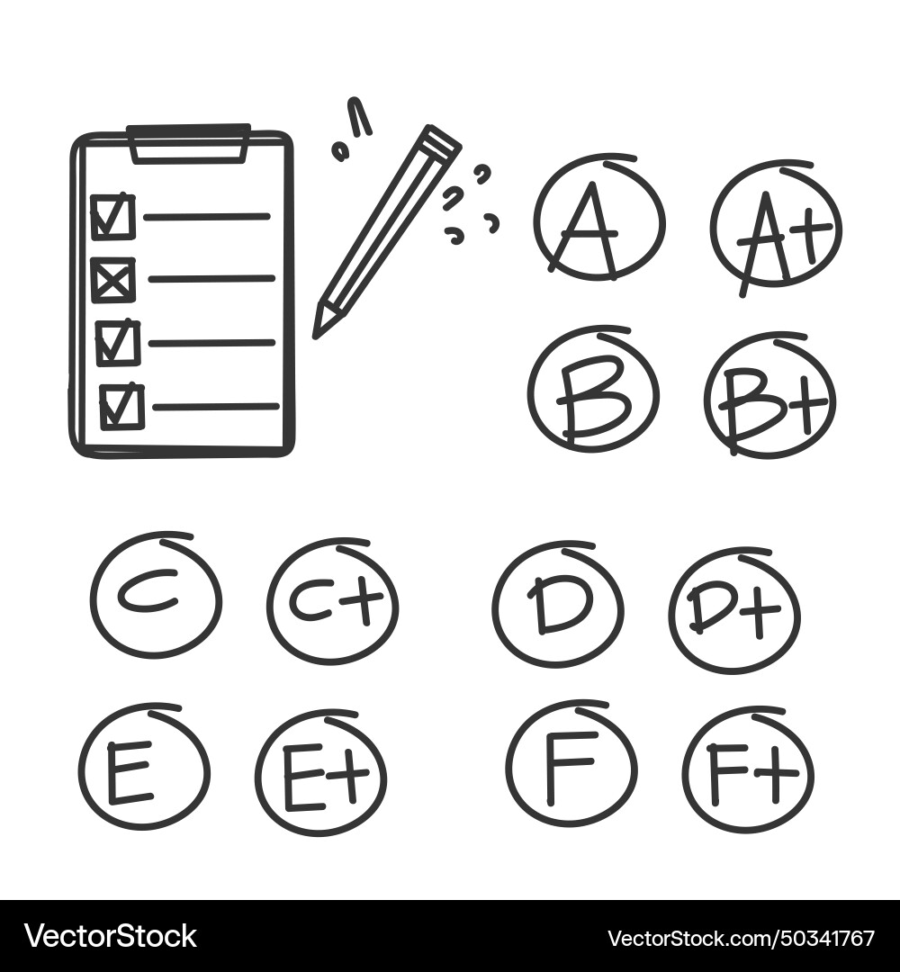Hand drawn doodle test quiz score icon related Vector Image