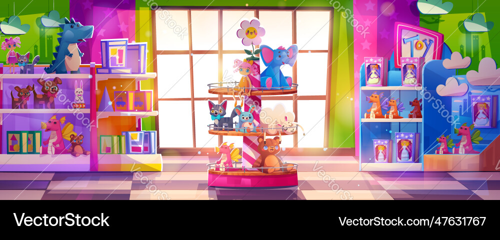 Kid toy store interior cartoon Royalty Free Vector Image