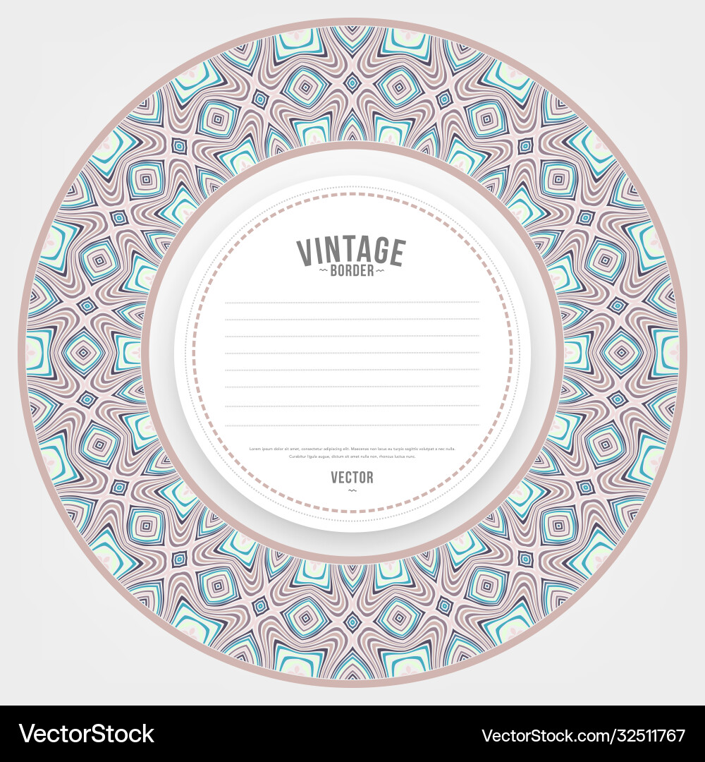 Ornamental vintage ethnic round frame Royalty Free Vector
