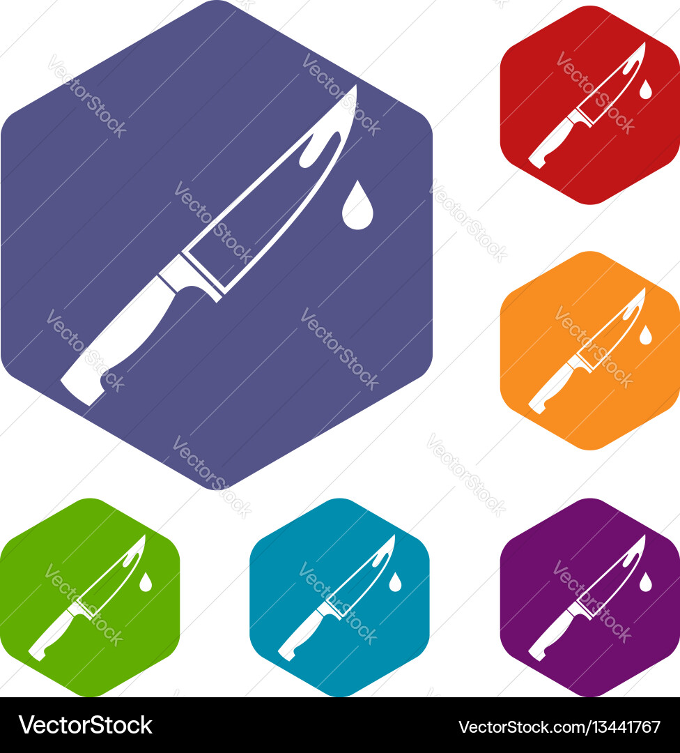 Steel knife icons set Royalty Free Vector Image