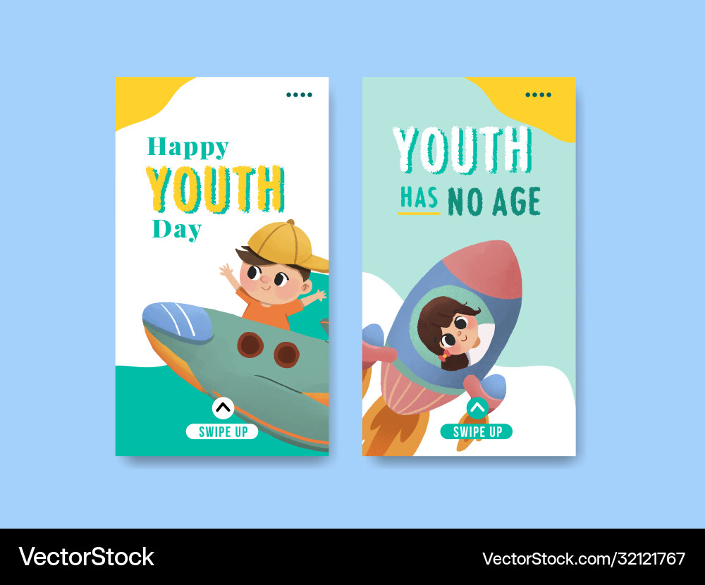 Youth day instagram template design Royalty Free Vector