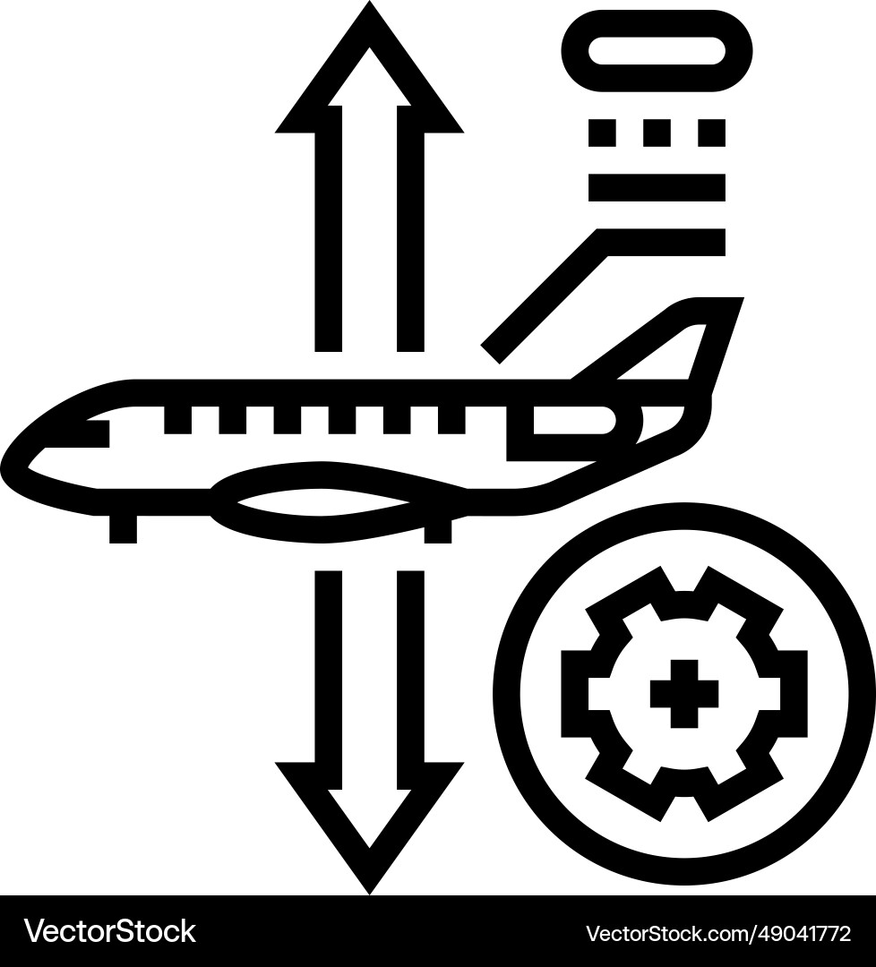 Aileron adjustment aircraft line icon Royalty Free Vector