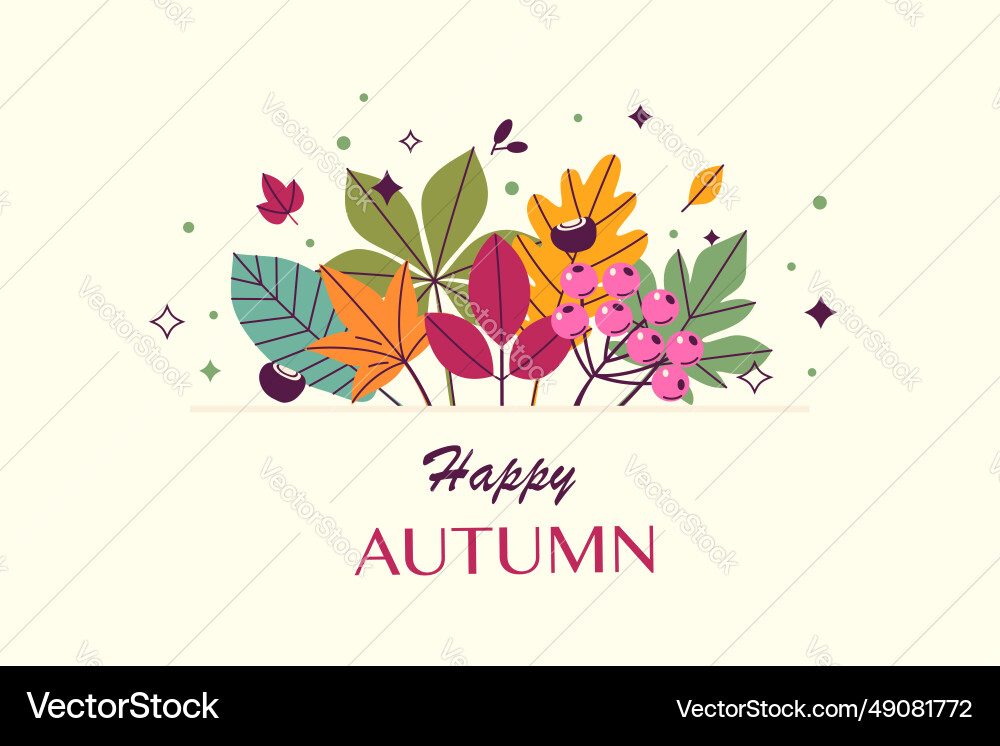 Autumn leaves minimal style template design Vector Image