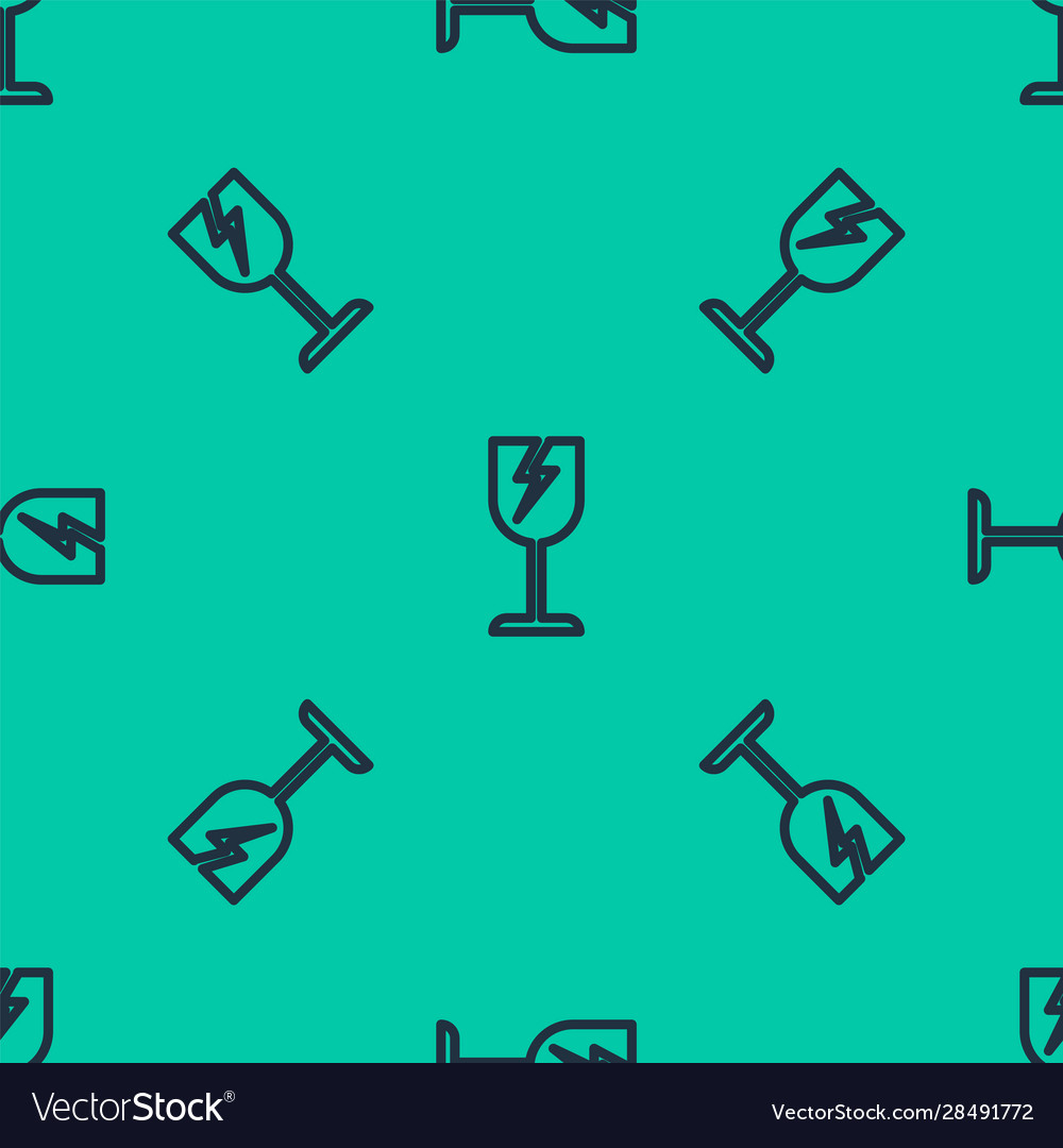 Blue line fragile broken glass symbol for delivery