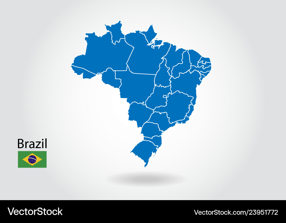 Brazil map design with 3d style blue Royalty Free Vector