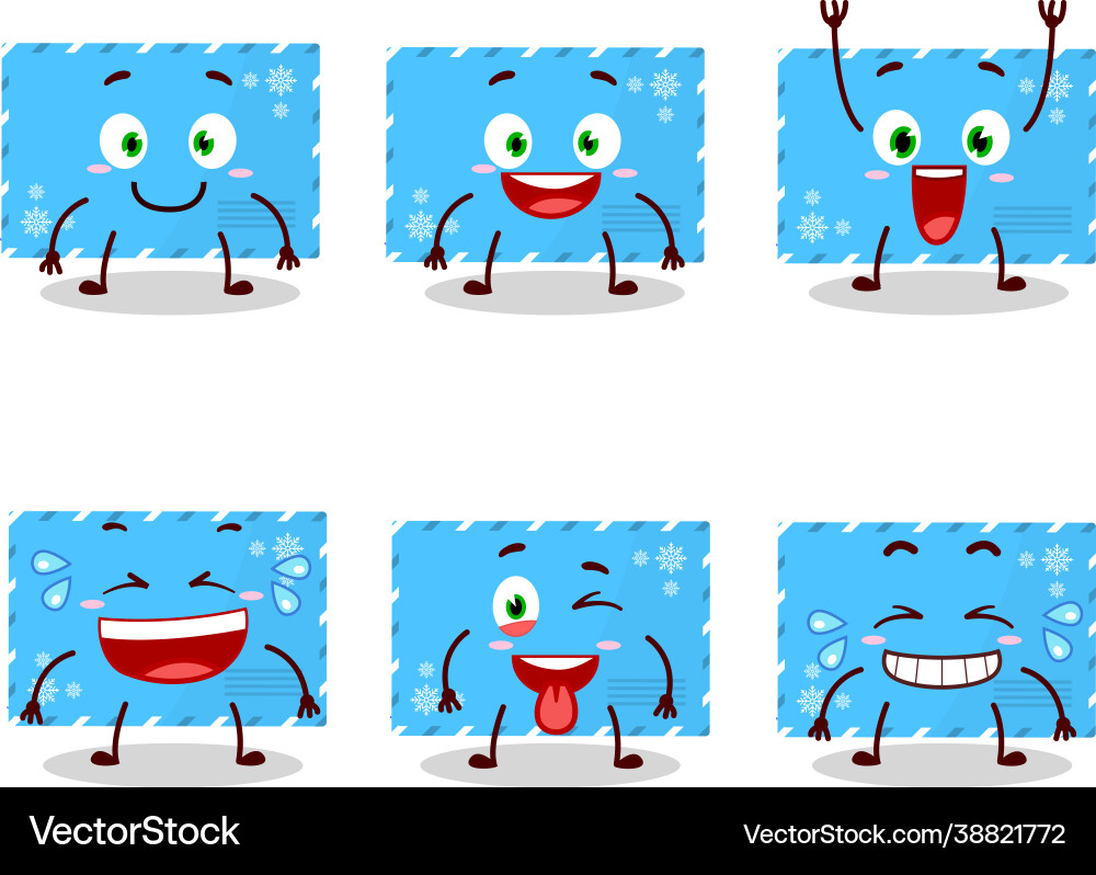 Cartoon character blue christmas envelopes Vector Image