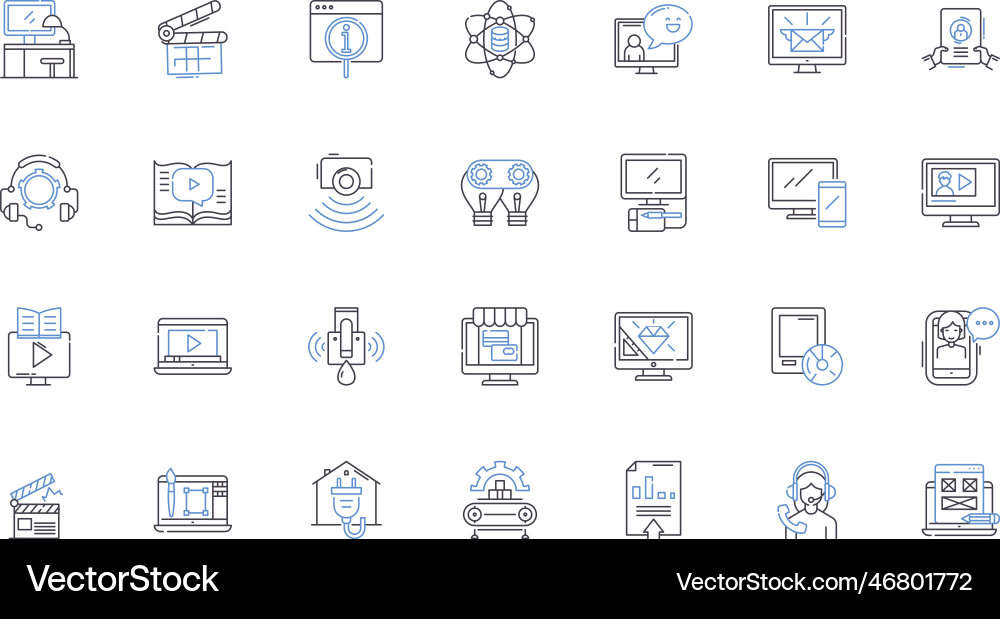 Communications company line icons collection Vector Image