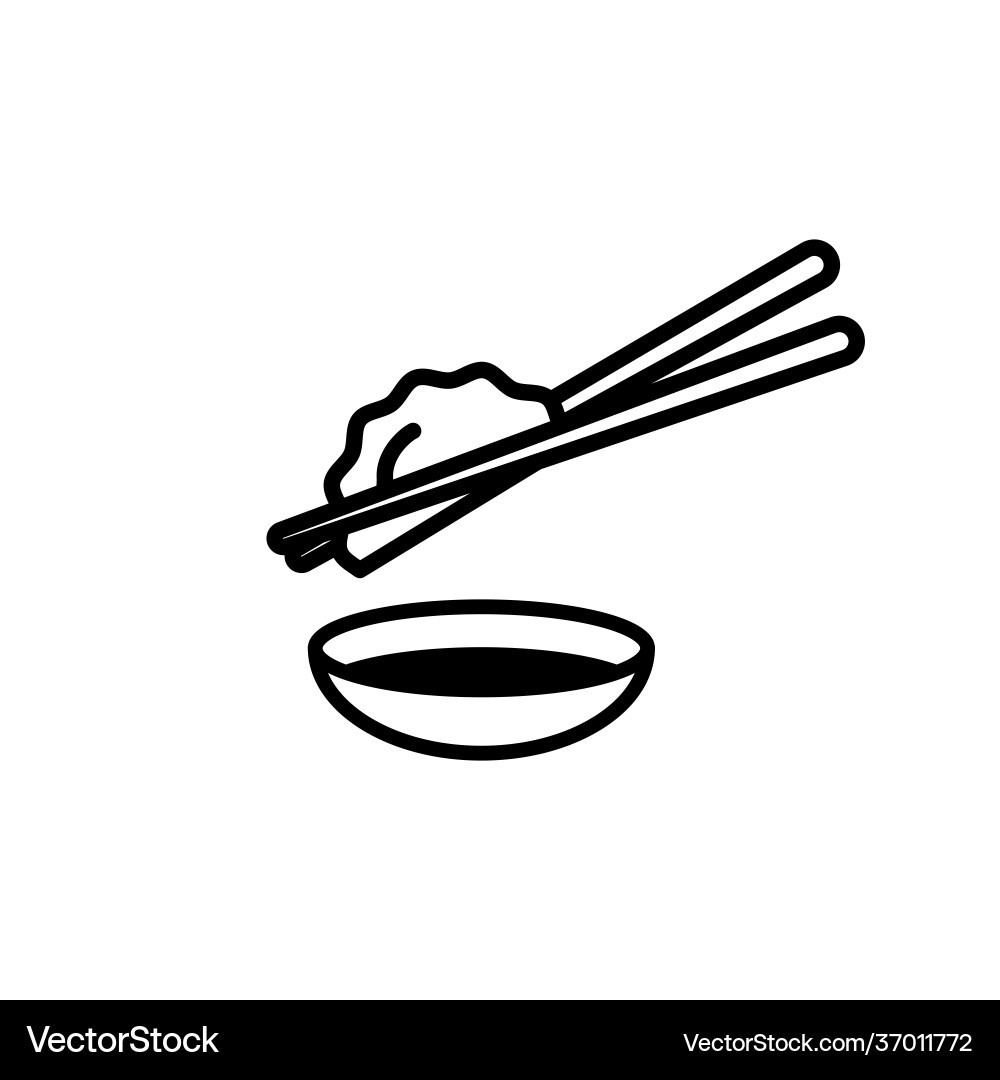 Dumpling or gyoza with shoyu icon Royalty Free Vector Image