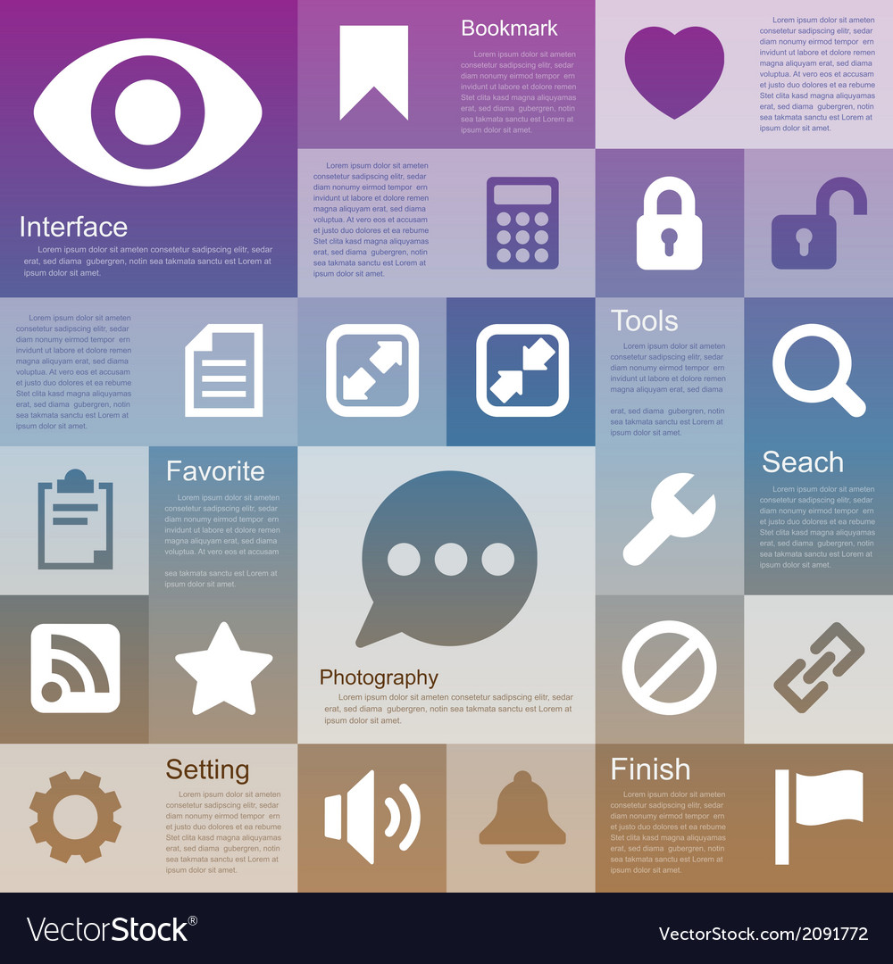 Flat design interface icon set 5 Royalty Free Vector Image