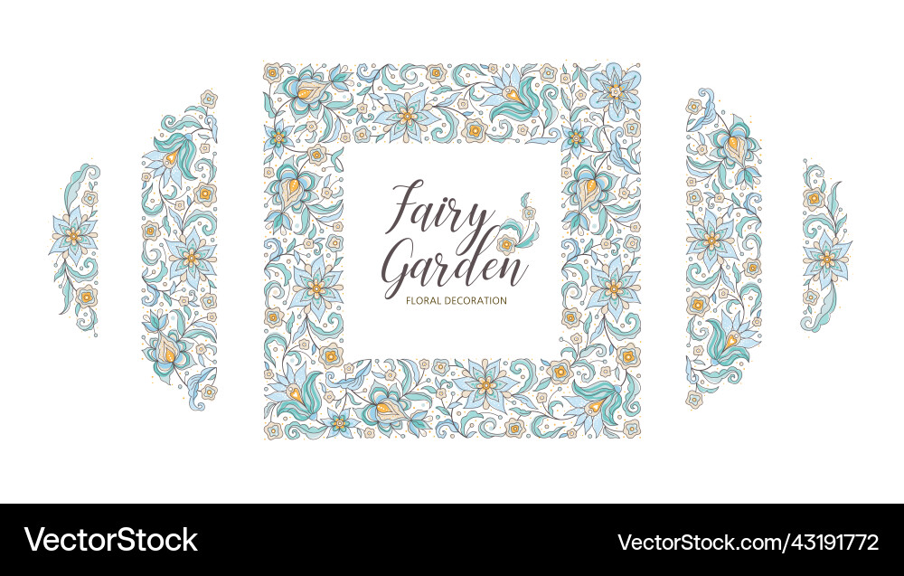 Floral set frame vignette border card design Vector Image
