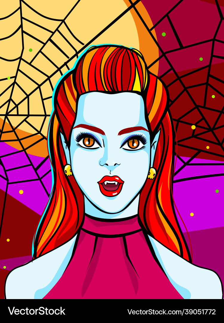 Halloween vampire woman with red Royalty Free Vector Image