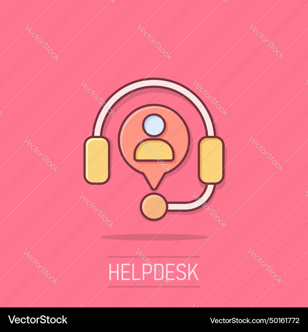 Helpdesk icon in comic style headphone cartoon Vector Image