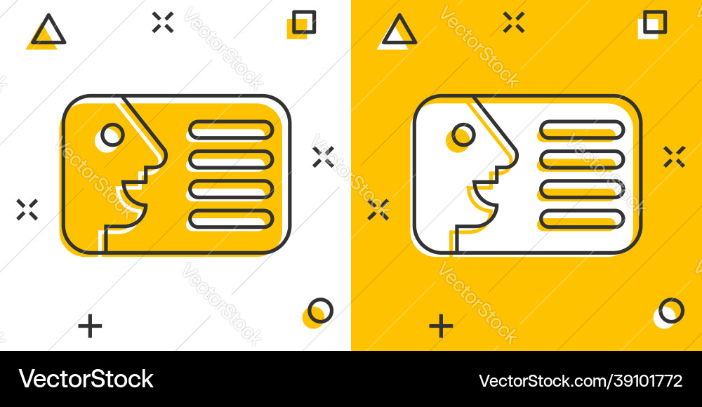 Id card icon in comic style identity badge Vector Image