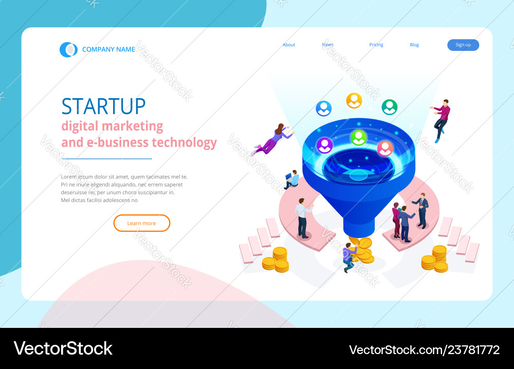 Isometric online funnel generation sales customer Vector Image