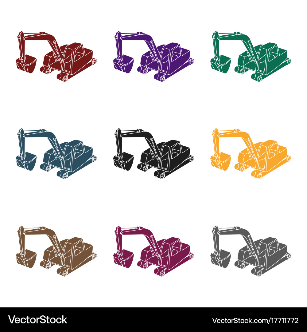 Orange excavator with a bucket machine for mine Vector Image