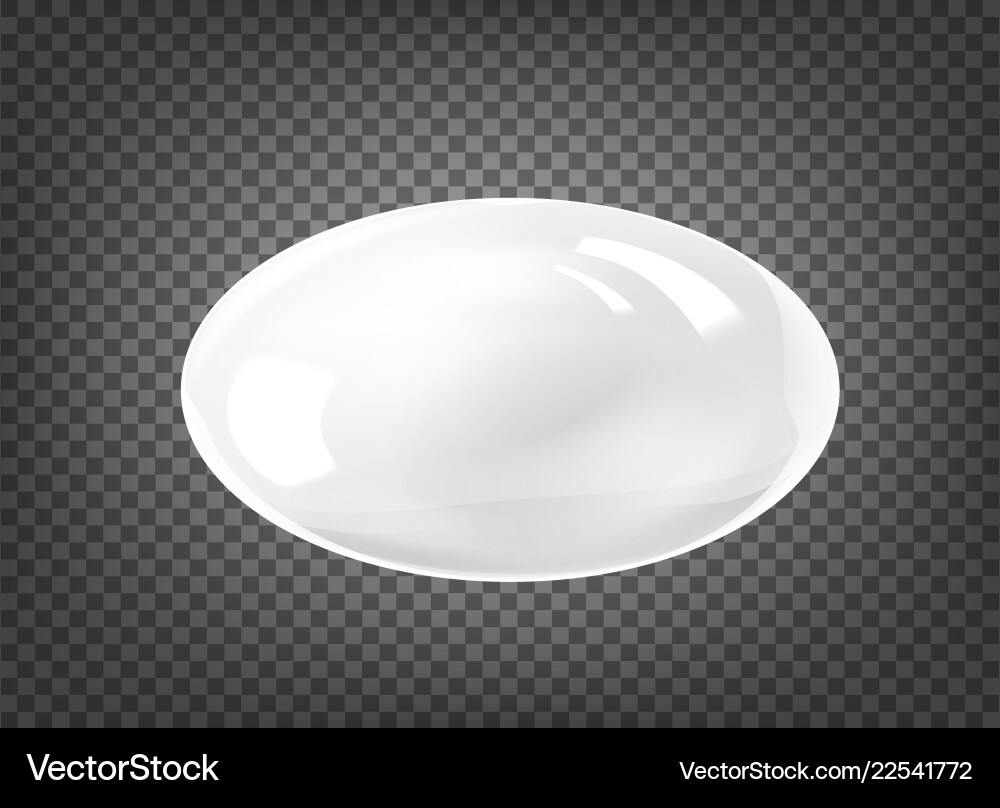 Oval white pearl isolated on black transparent Vector Image