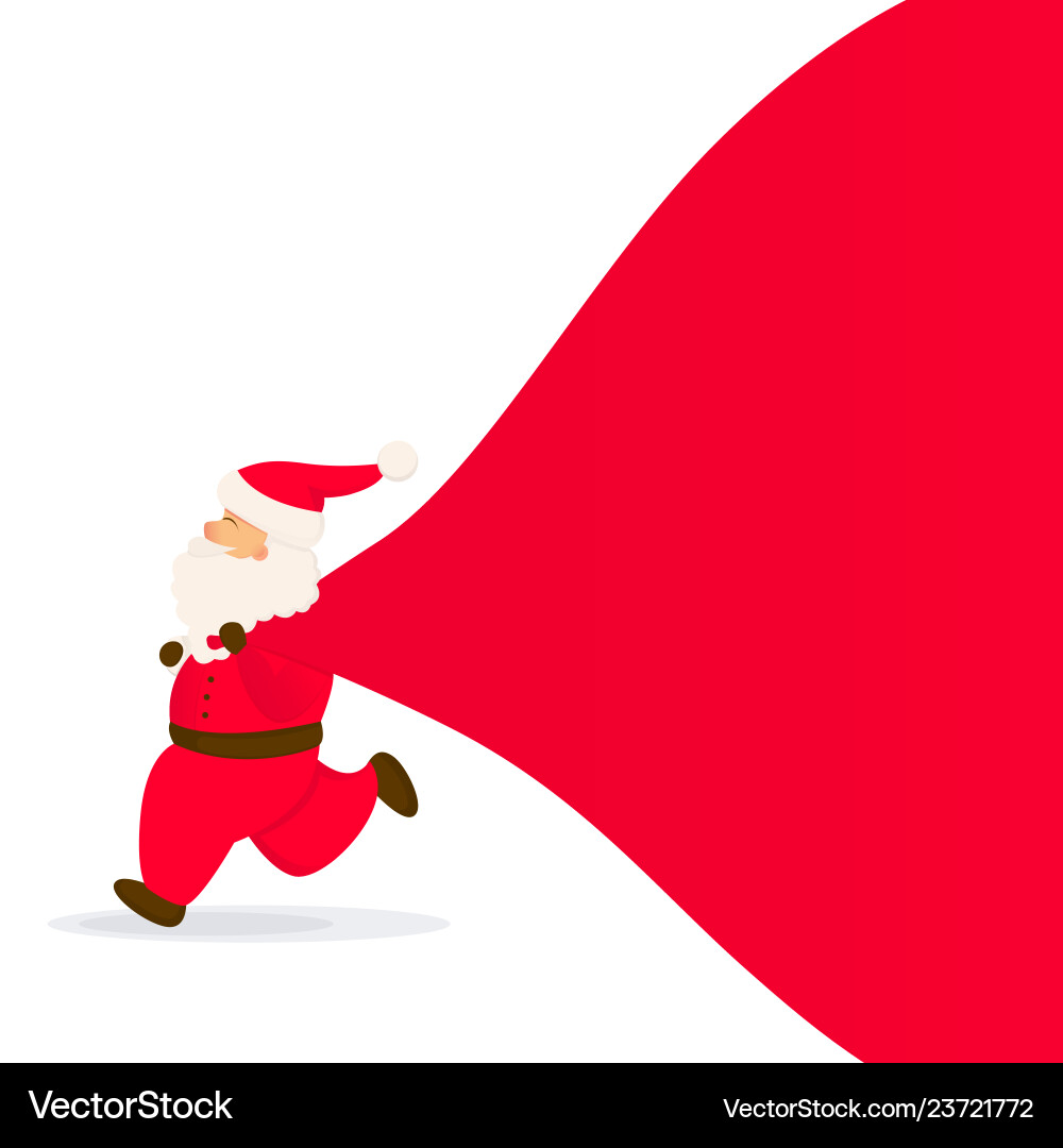 Santa claus with bag running Royalty Free Vector Image
