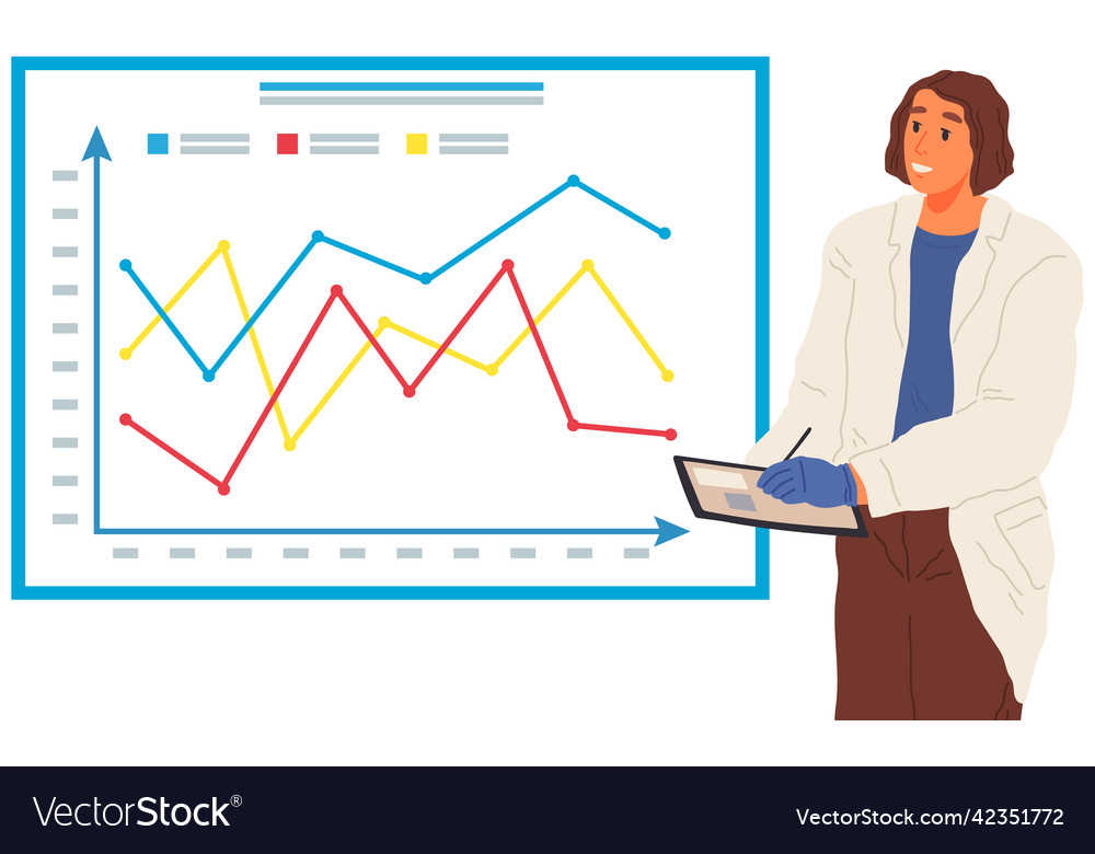 Scientist works with data analytics and research Vector Image