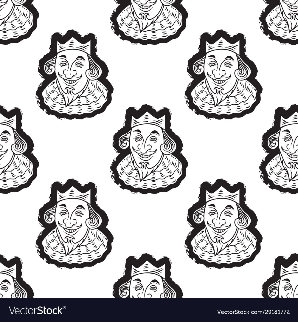 Seamless pattern face king Royalty Free Vector Image