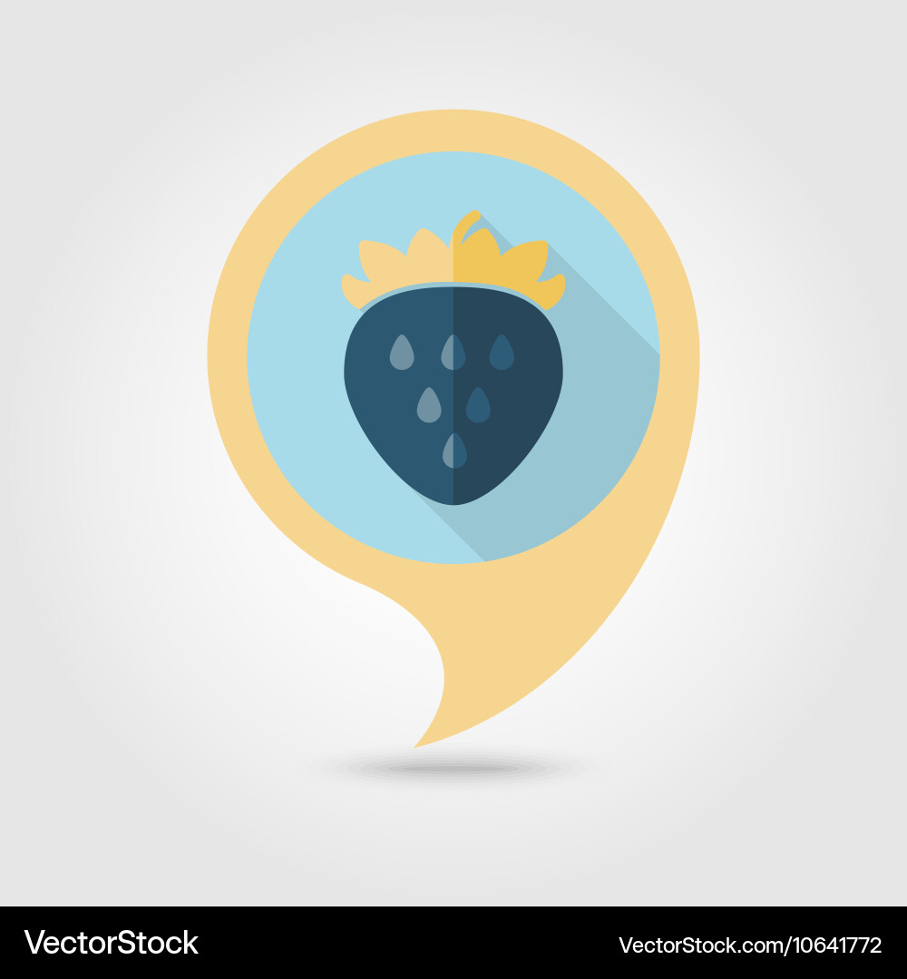 Strawberry flat pin map icon berry fruit Vector Image