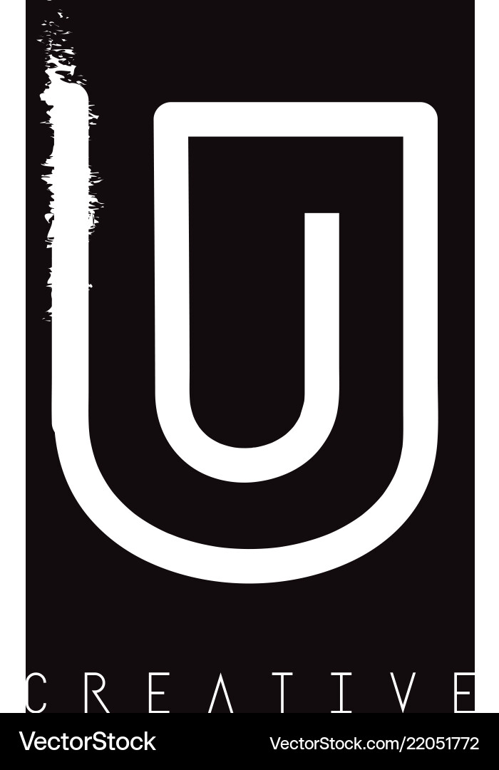 U monogram letter logo design brush paint stroke Vector Image
